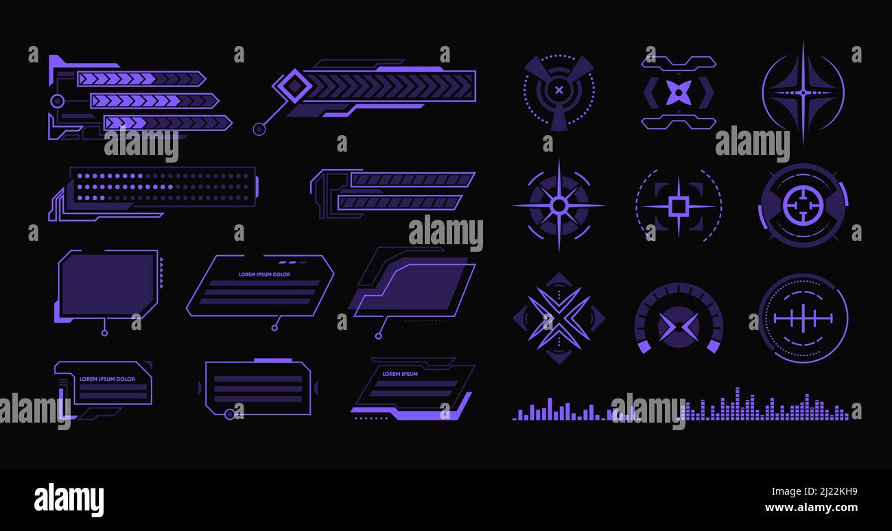 Various modern hud flat elements set. Hologram dashboard and data frameworks vector illustration ...