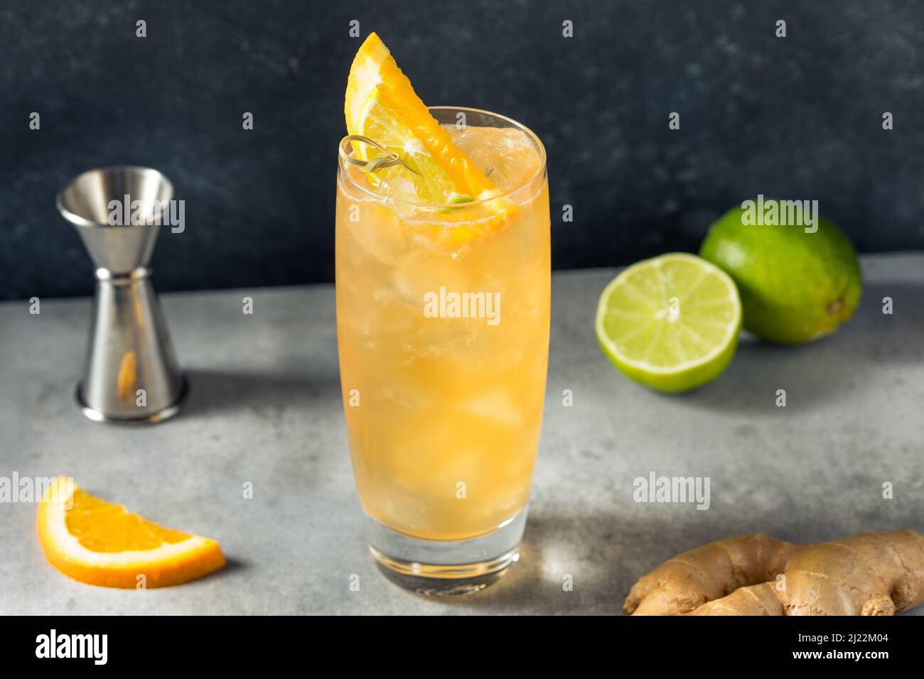 Cold Boozy Rum Anejo Highball Cocktail with Ginger Beer Stock Photo - Alamy