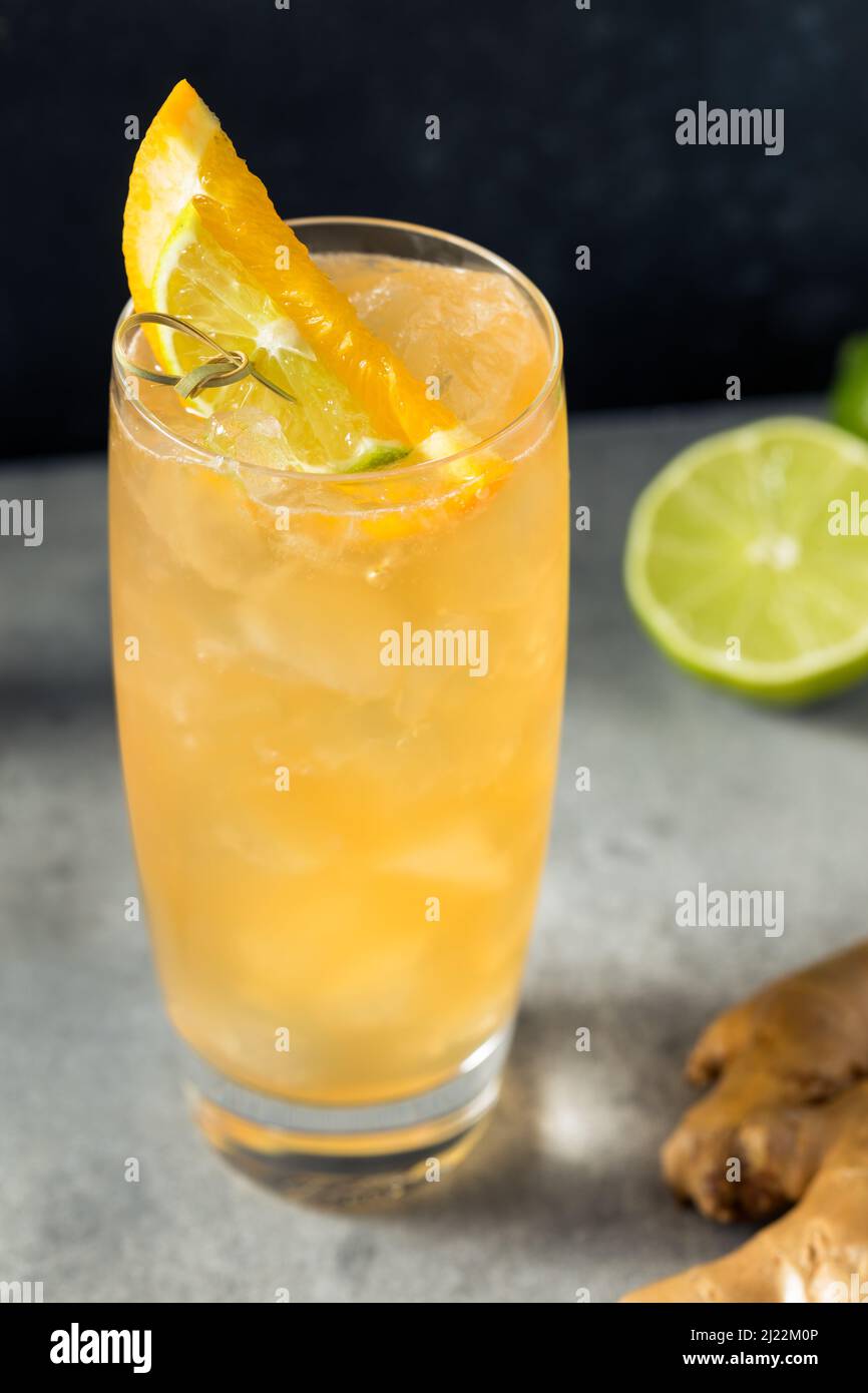 Cold Boozy Rum Anejo Highball Cocktail with Ginger Beer Stock Photo - Alamy