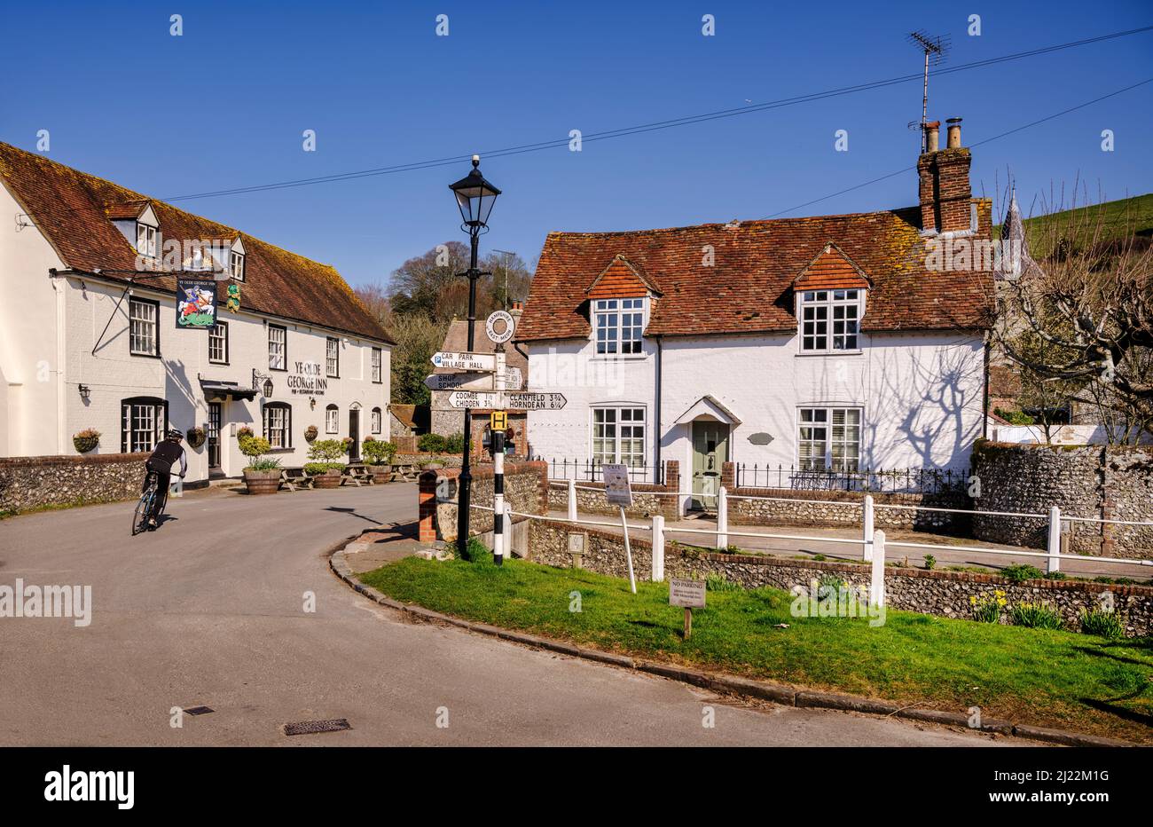 Editorial Use Only: Ye Olde George Inn and the centre of the village ...