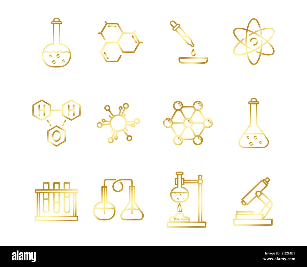 Chemistry set flat icons. Pictogram for web. Line stroke. Science ...