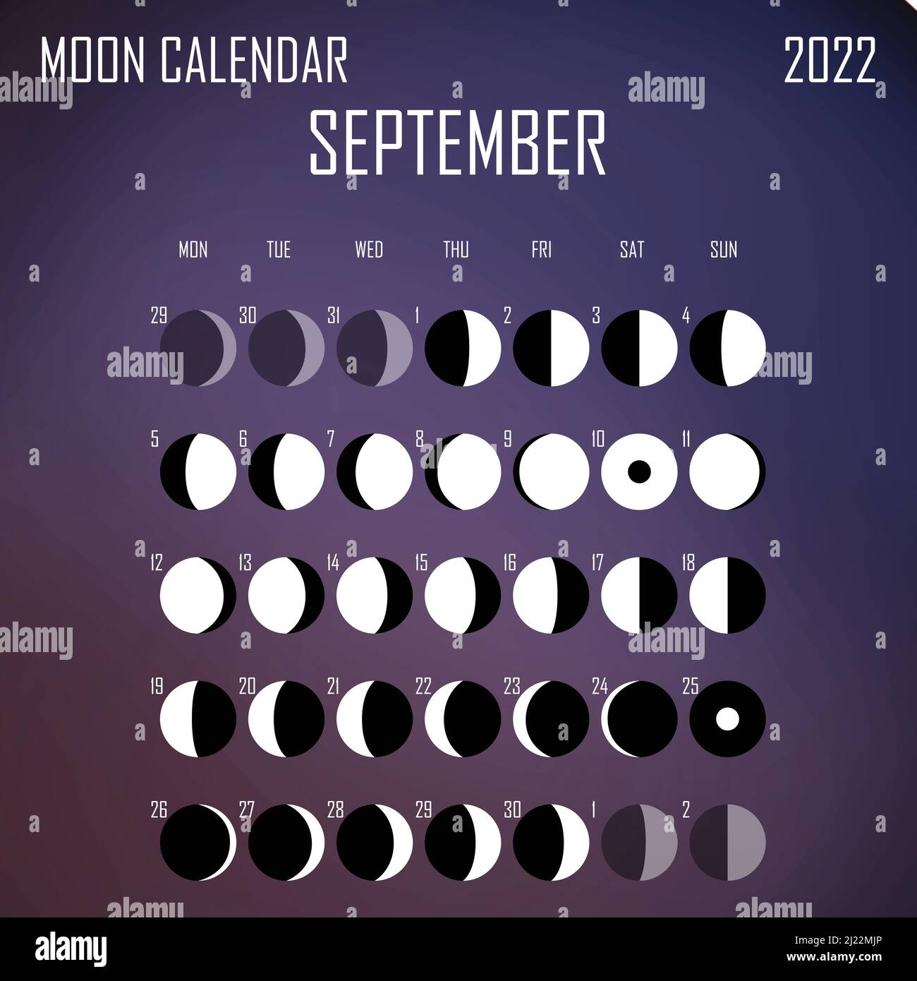 SEPTEMBER 2022 Moon calendar. Astrological calendar design. planner ...