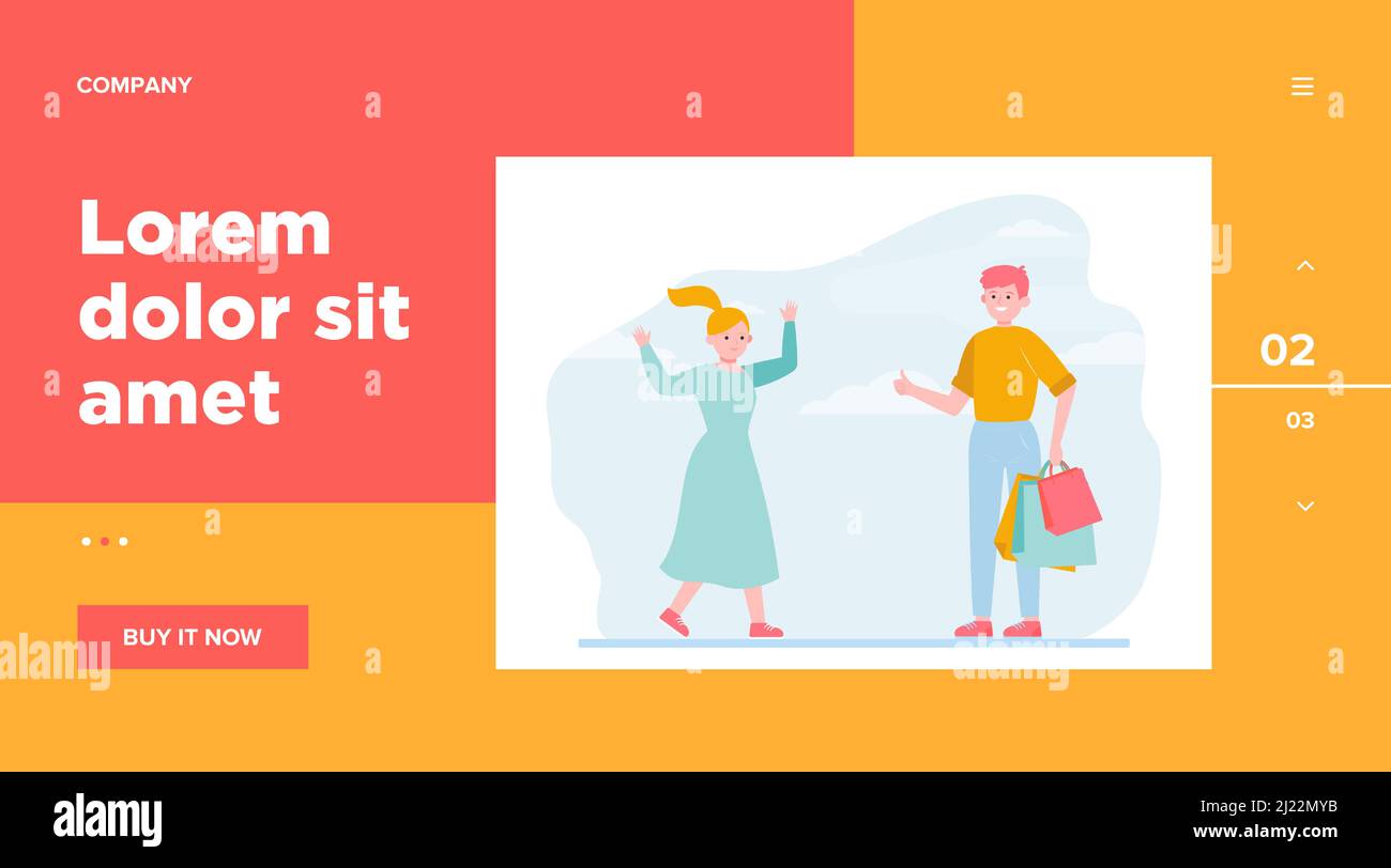 Happy couple shopping together. Support, bag, choosing flat vector ...