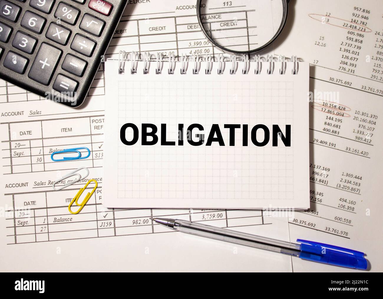 Obligations word on a dollars background, business concept Stock Photo ...