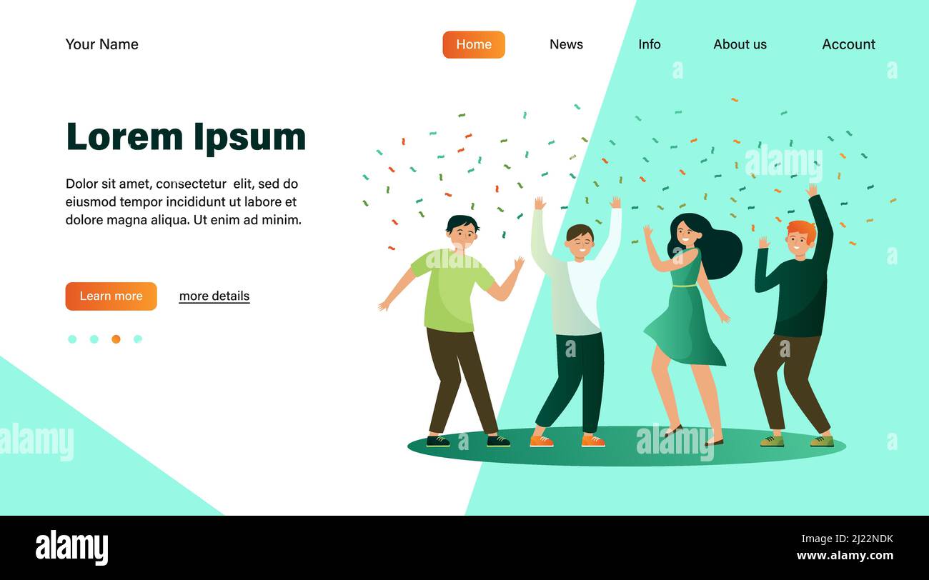 Happy people dancing at party together flat vector illustration ...