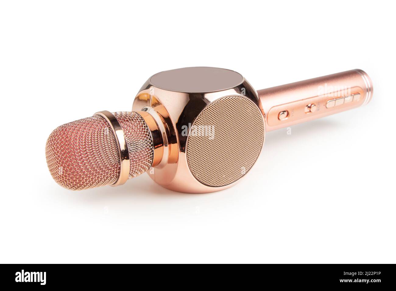Microphone isolated on white background. Pink wireless microphone Stock ...