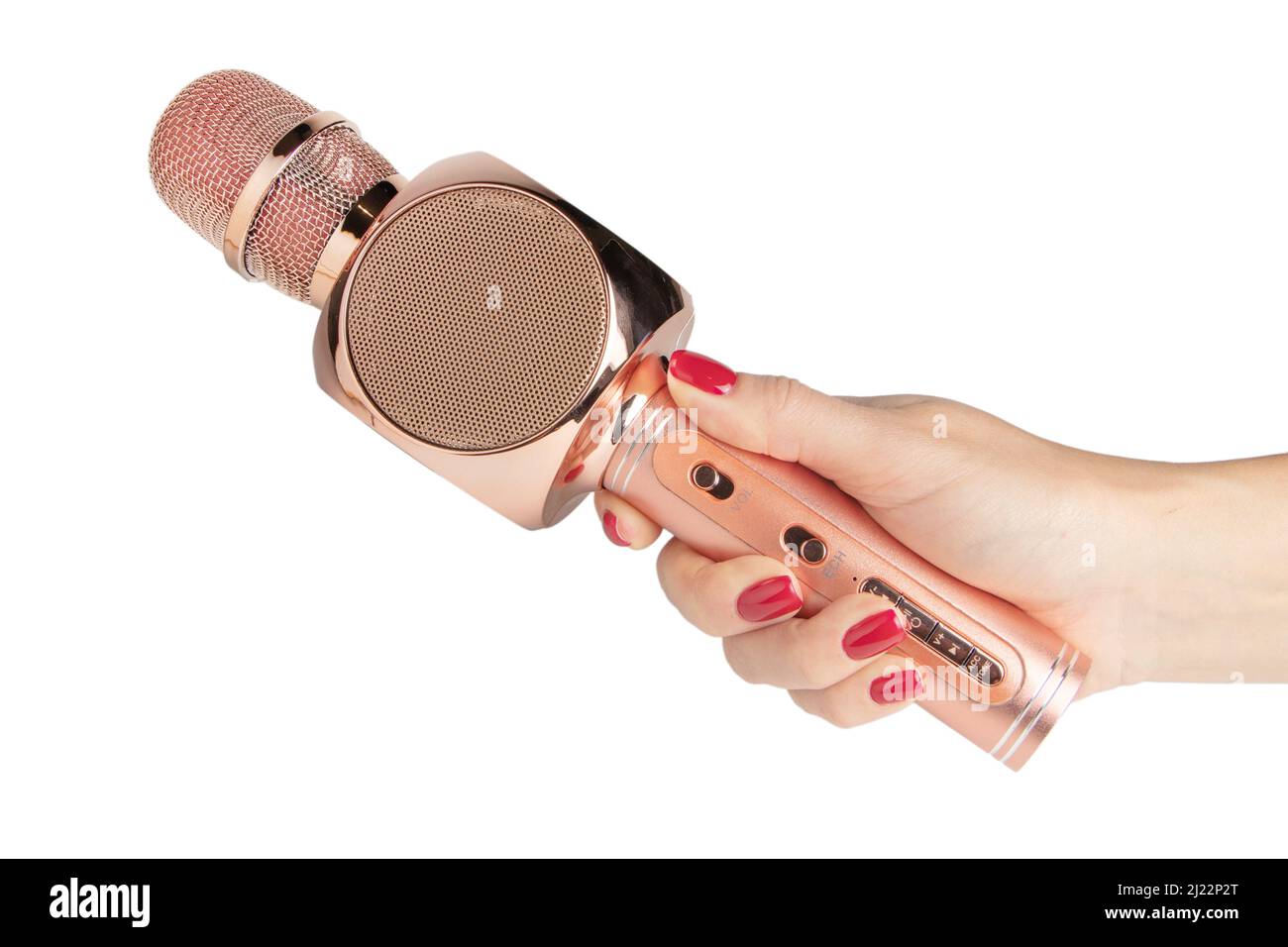 Female reporter microphone white Cut Out Stock Images & Pictures - Alamy