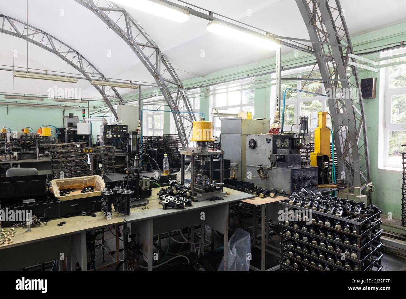 Automobile assembly production. Engine factory. Plant concept and ...