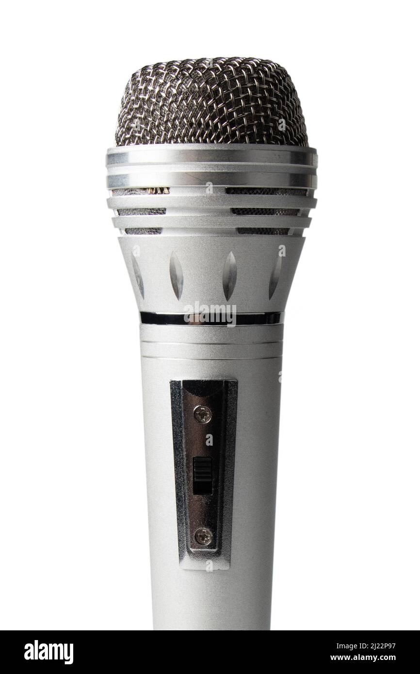 A wireless microphone on a white background Stock Photo - Alamy