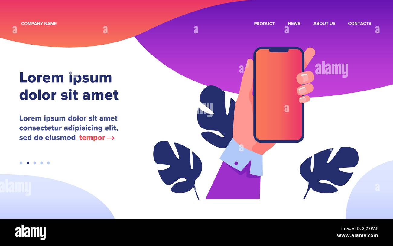 Human hand holding mobile phone. Person using apps on smartphone flat ...