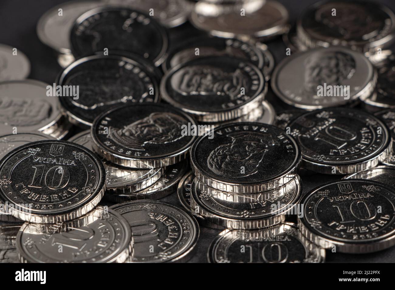 Ukrainian hryvnias coins. Background from Ukrainian coins 10 hryvnia ...