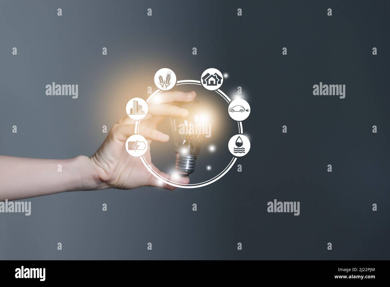 Energy innovation light bulb with future industry of power generation ...