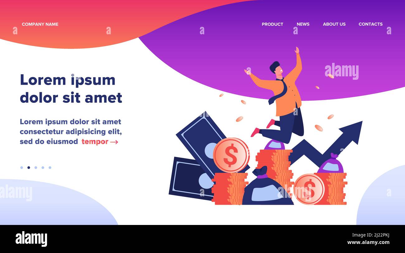 Happy rich banker celebrating income growth. Broker enjoying success in ...