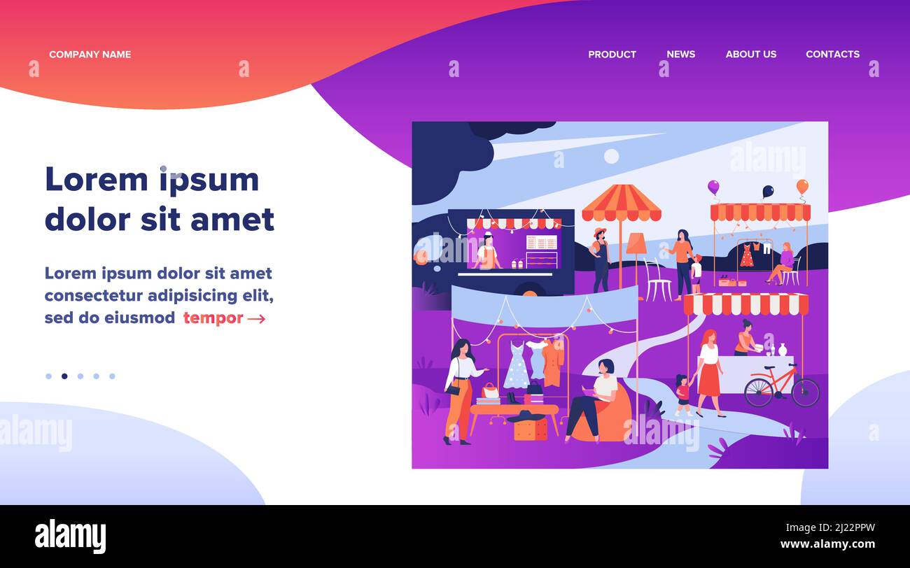 Crowd at street market Stock Vector Images - Alamy