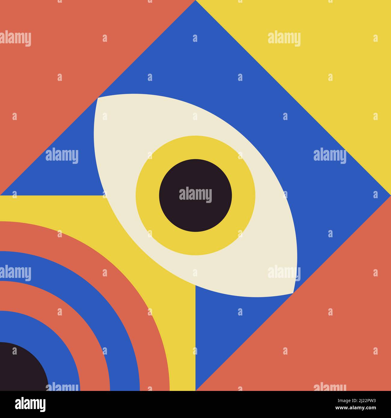 Bauhaus eye pattern geometry background vector decorative illustration ...