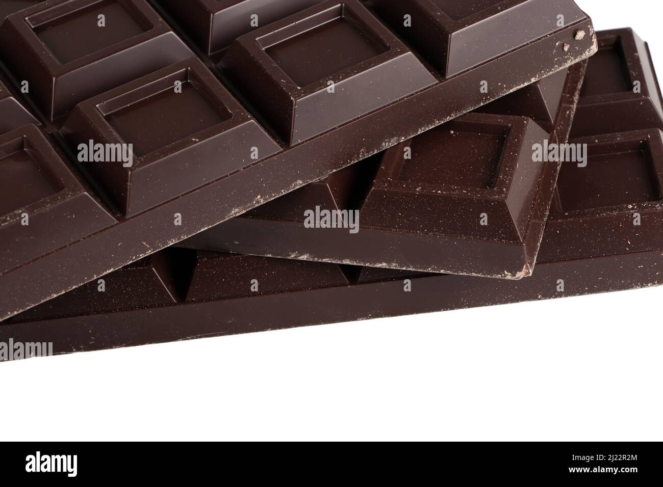 Three black chocolate bars isolated on white background Stock Photo - Alamy