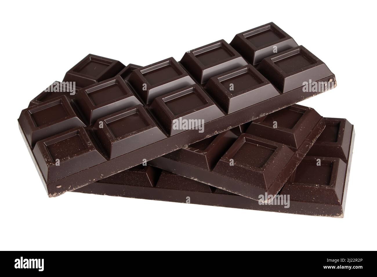 Three black chocolate bars isolated on white background Stock Photo - Alamy