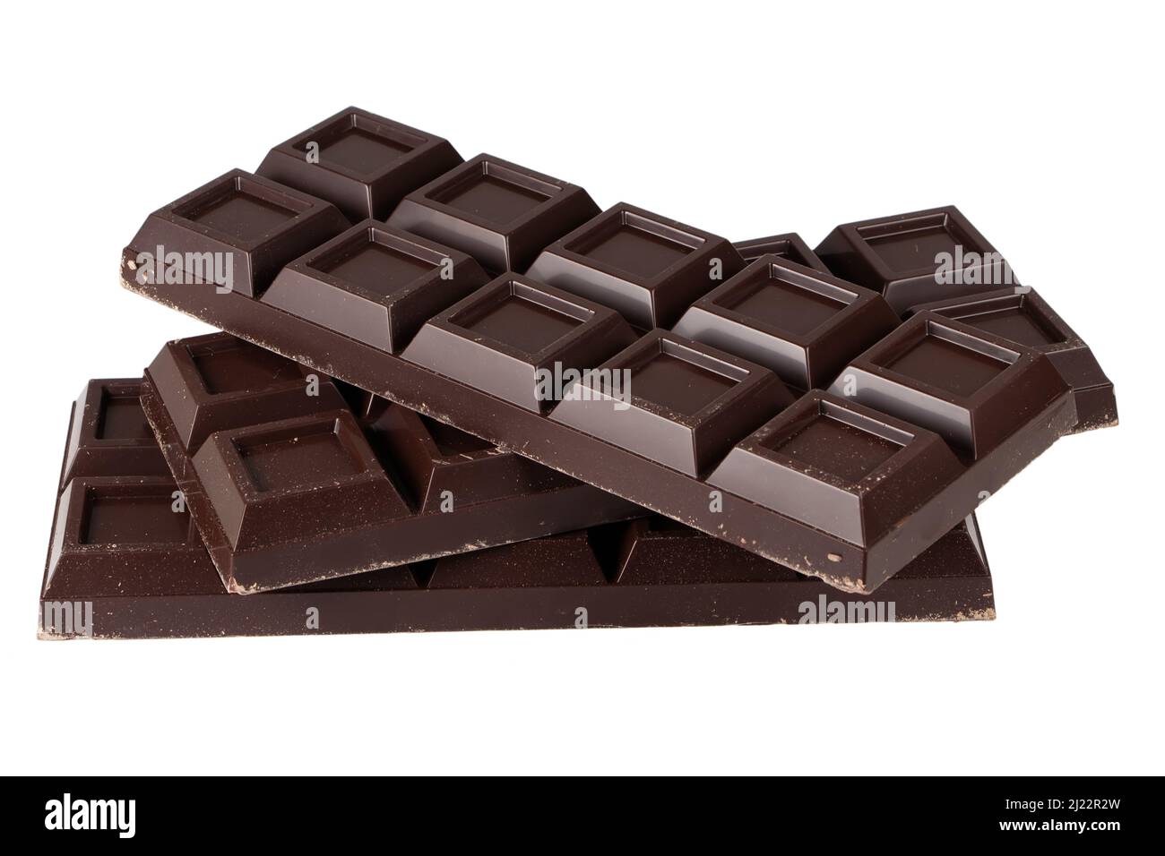 Three black chocolate bars isolated on white background Stock Photo - Alamy