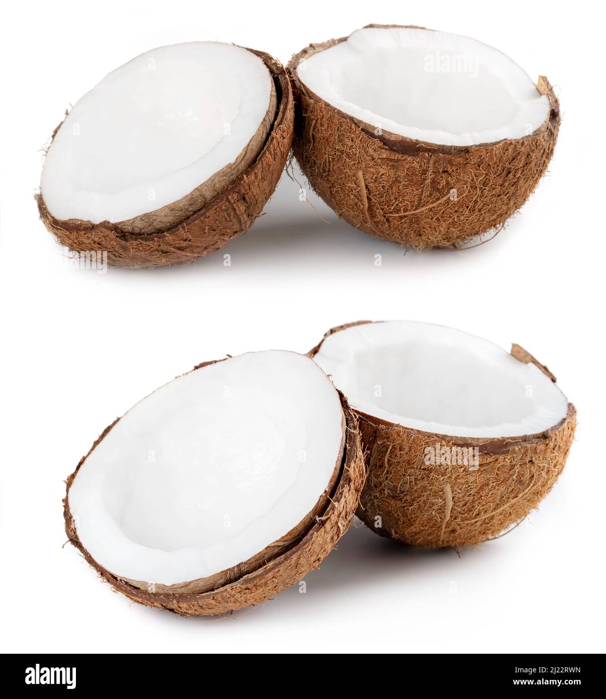 Coconut with half isolated on white background Stock Photo - Alamy