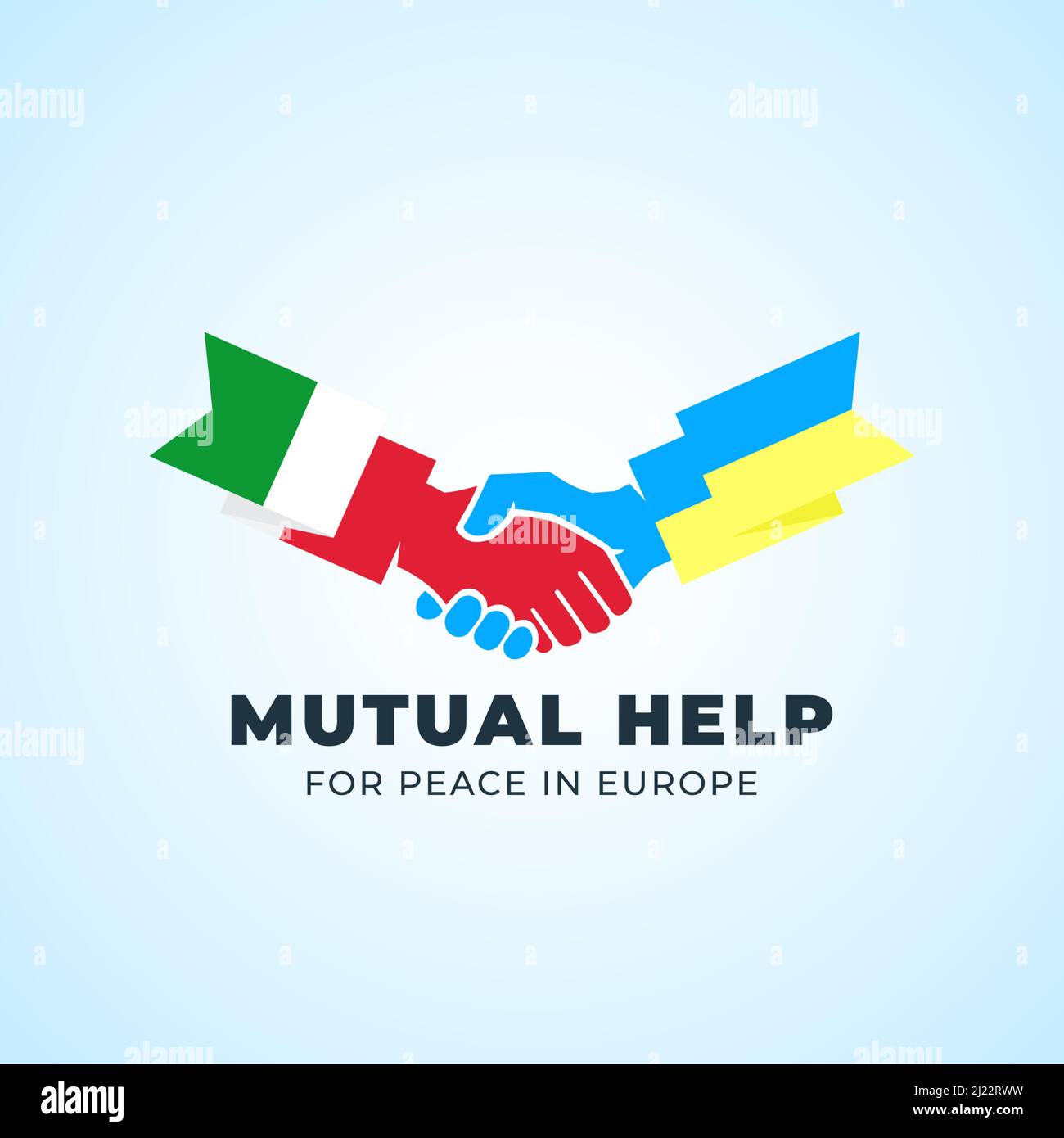 Ukrainian and Italian friendship mutual help and partnership handshake ...