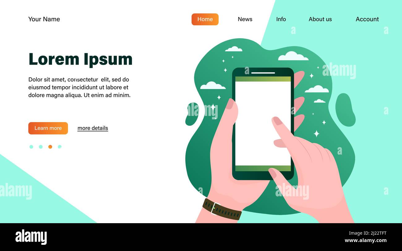 Mobile phone in hand isolated flat vector illustration. Man holding ...