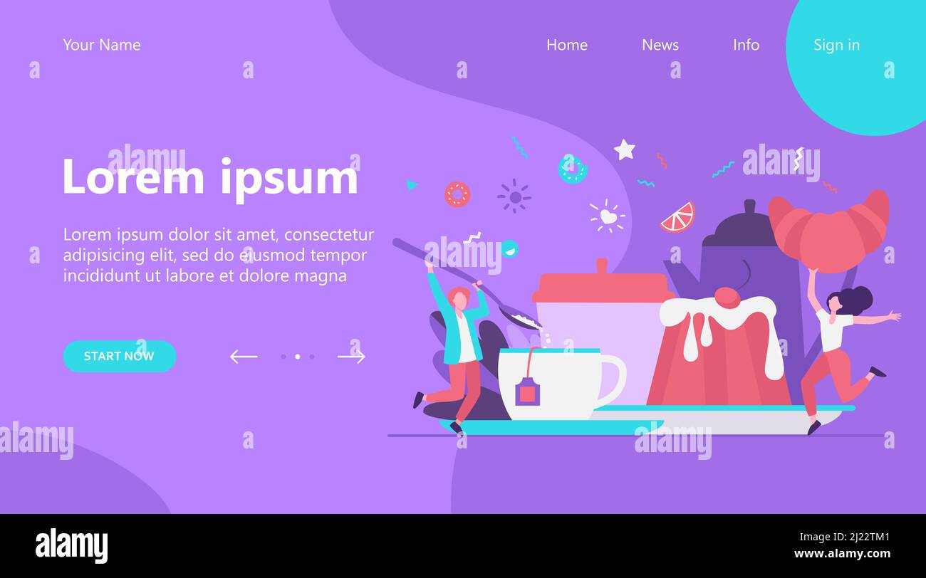 People having fun in tea party. Cartoon men and woman enjoying hot ...