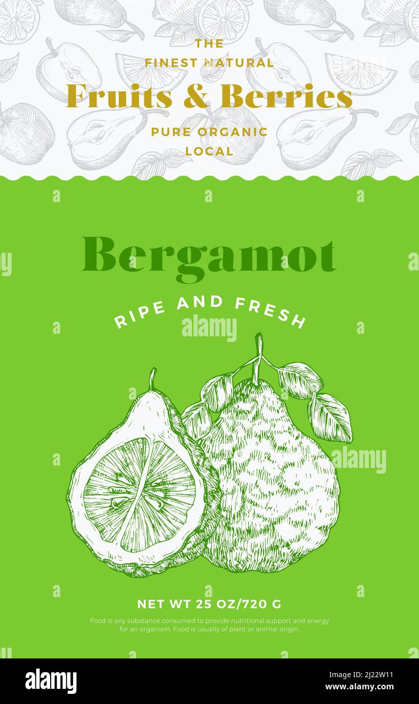 Fruits and Berries Pattern Label Template. Abstract Vector Packaging ...