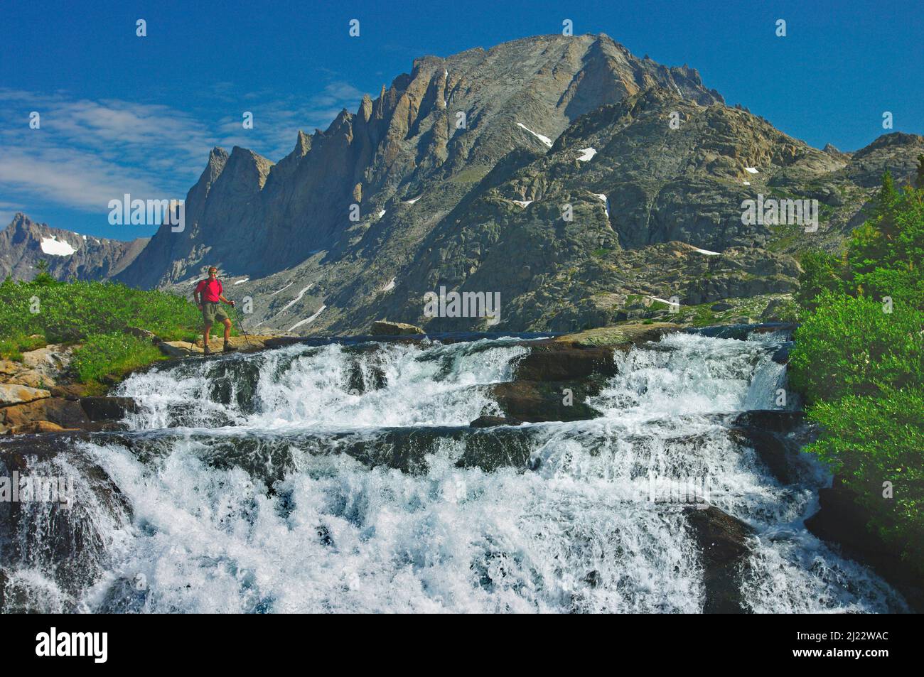 Titcomb Falls below Fremont Peak, Wind River Range Stock Photo - Alamy