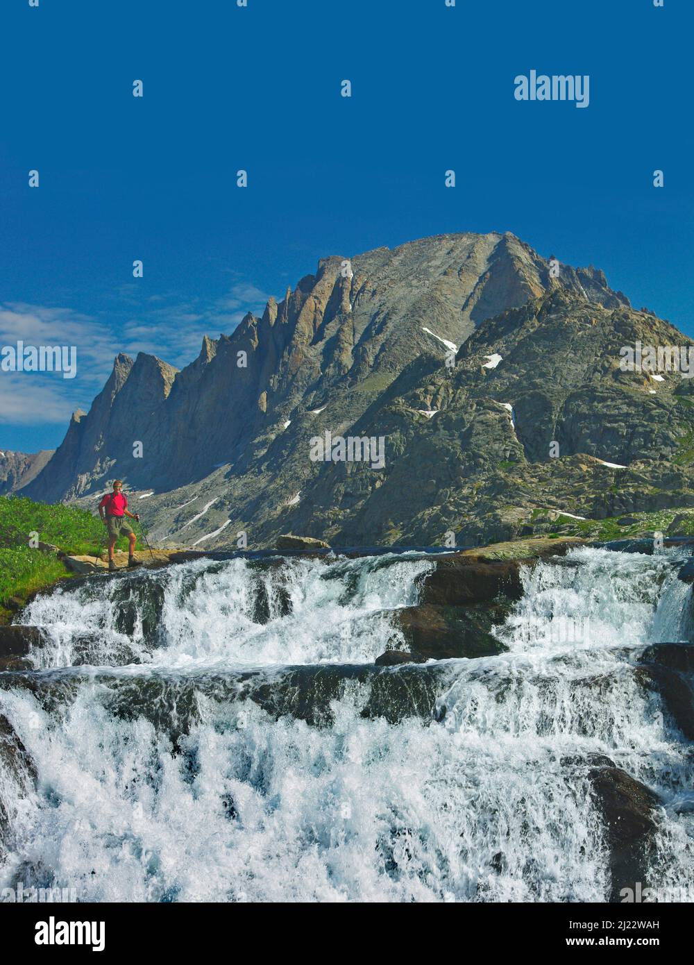 Titcomb Falls below Fremont Peak, Wind River Range Stock Photo - Alamy