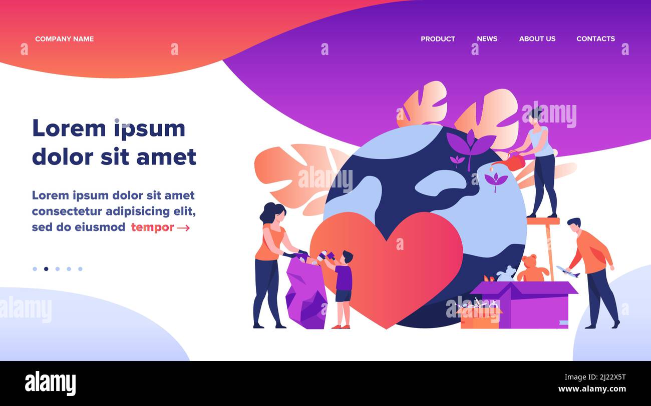 Social team helping charity and sharing hope flat vector illustration ...