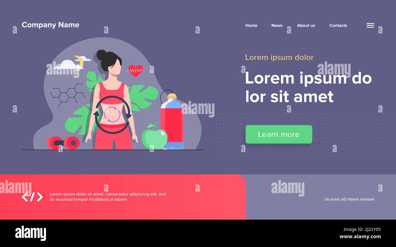 Metabolic process of woman on diet. Digestion system, food energy ...