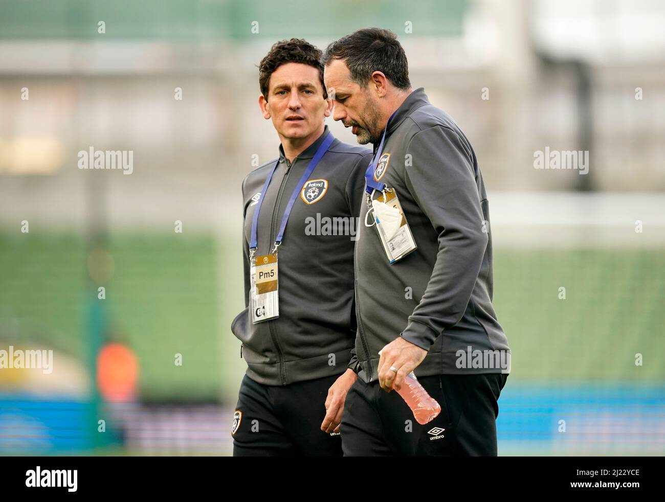 Republic of Ireland assistant coach Keith Andrews and coach David Forde ...