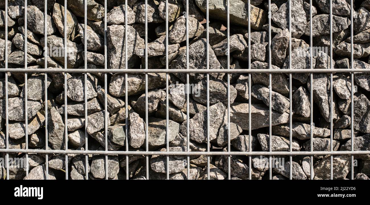 Gabion wall with rubble stones hi-res stock photography and images - Alamy