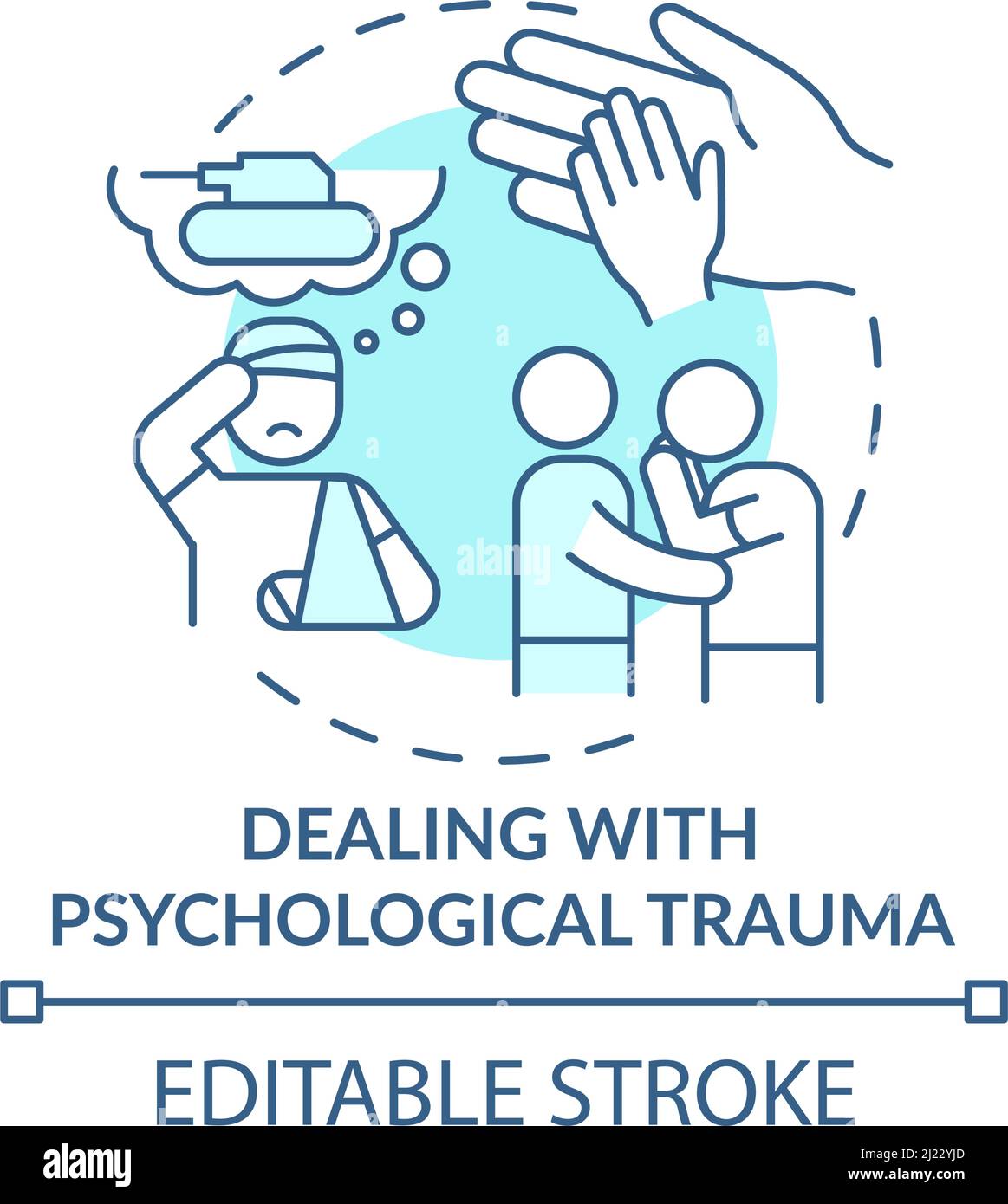 Dealing with psychological trauma turquoise concept icon Stock Vector ...