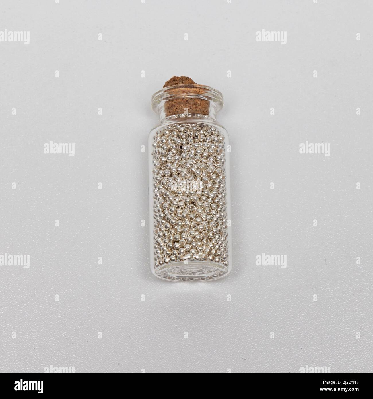 Full Bottle of Small Silver Pearls Jewellery Craft Material Stock Photo ...