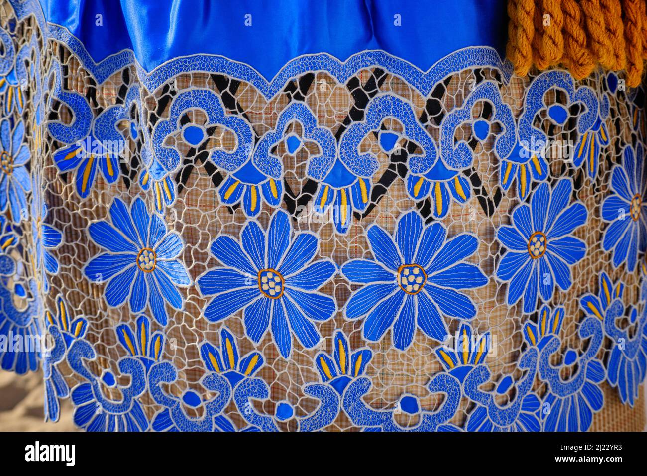 Detail of the traditional outfit used by Nazaré women. Colourful ...