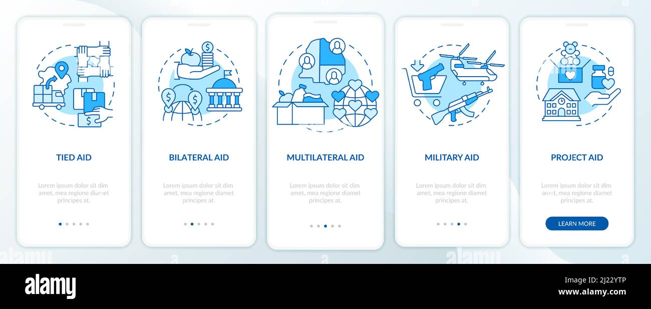 Types Of Foreign Aid Blue Onboarding Mobile App Screen Stock Vector Image And Art Alamy