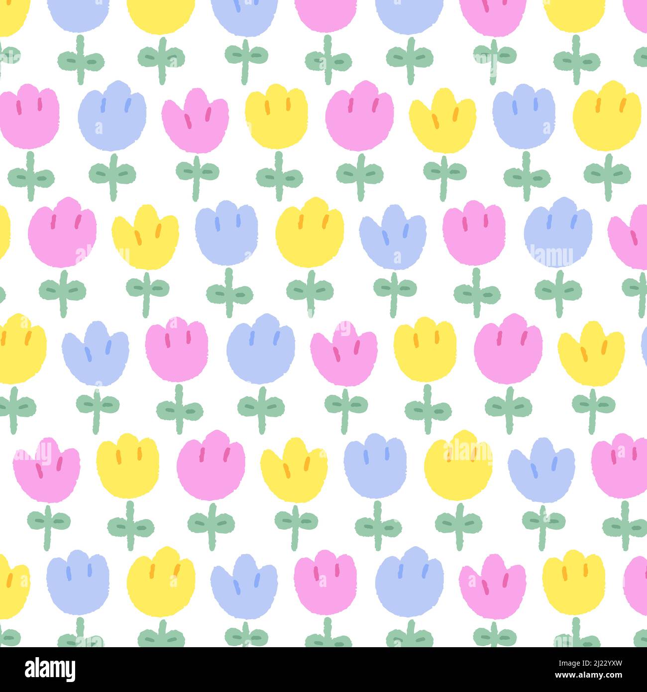 Hand drawn vector illustration of flower pattern in cartoon style ...