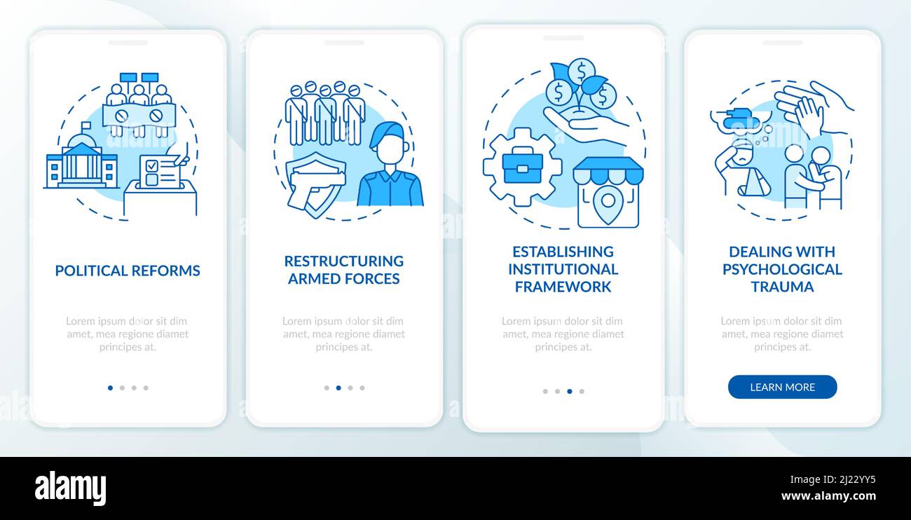 Rebuilding Nation From War Blue Onboarding Mobile App Screen Stock Vector Image And Art Alamy