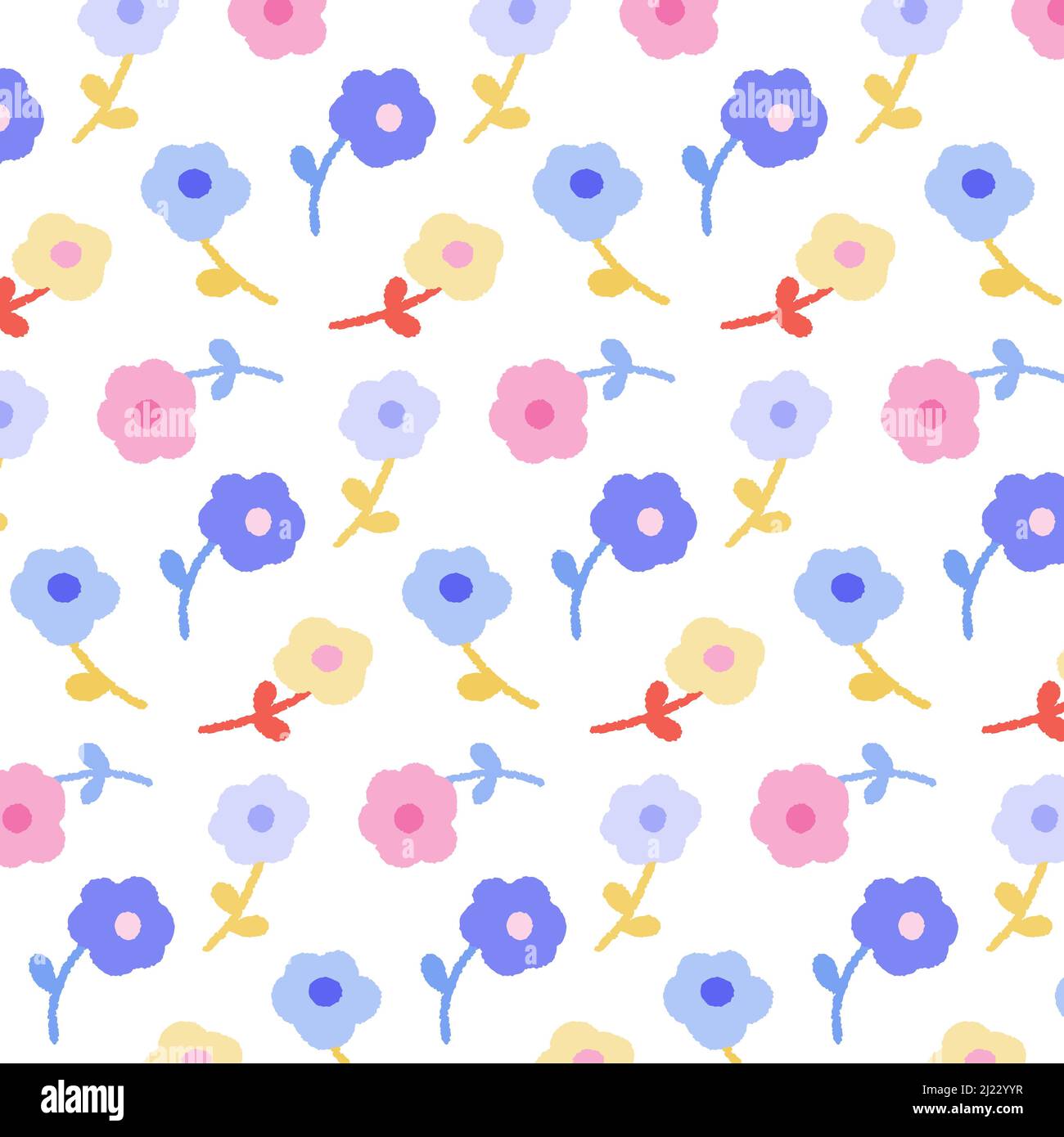 Hand drawn vector illustration of flower pattern in cartoon style Stock ...