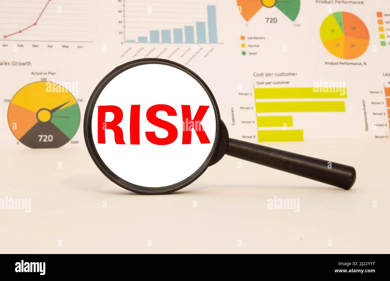 word Risk under magnifying glass, business concept Stock Photo - Alamy