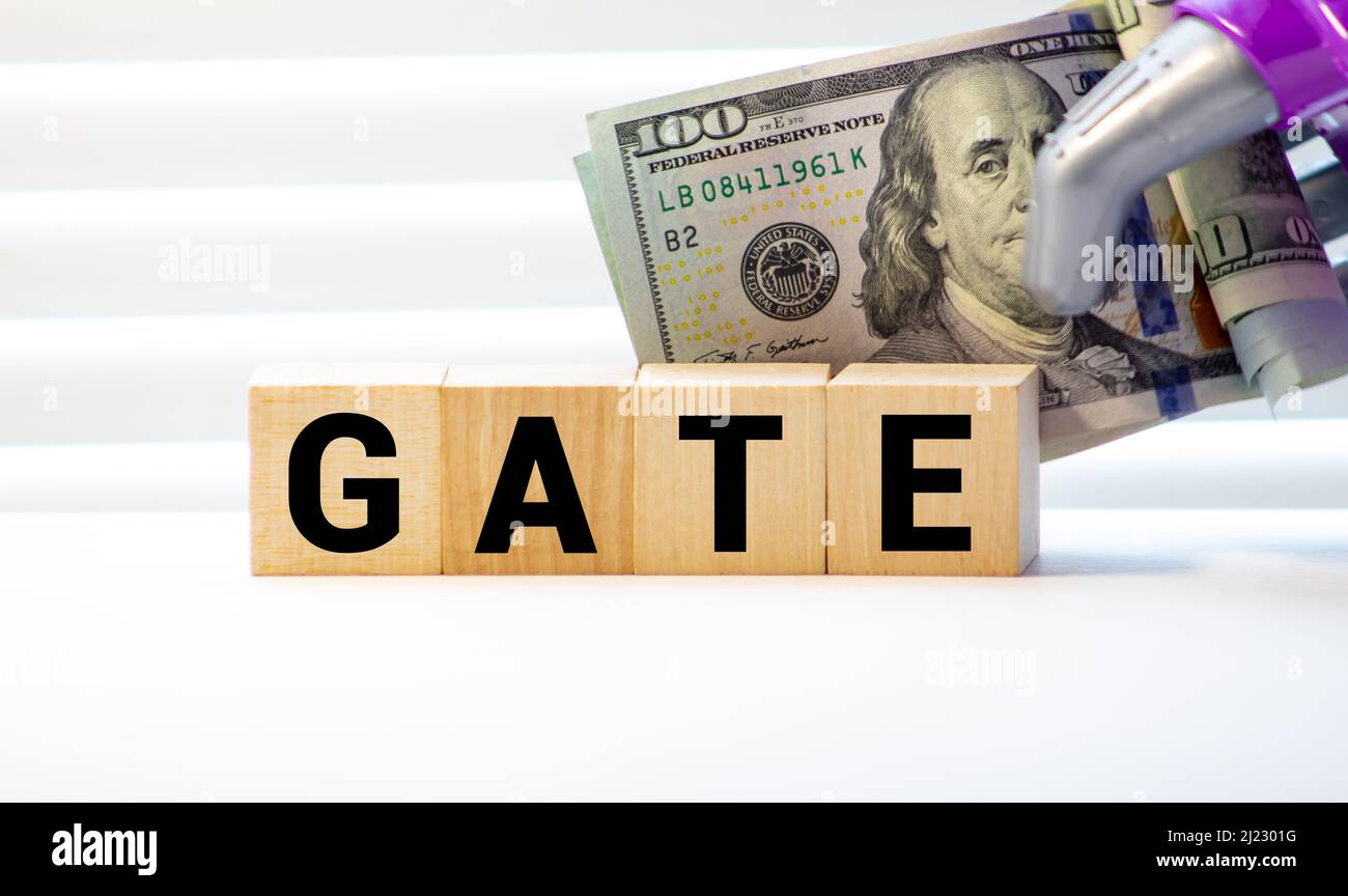 GATE word made with building blocks isolated on white Stock Photo - Alamy
