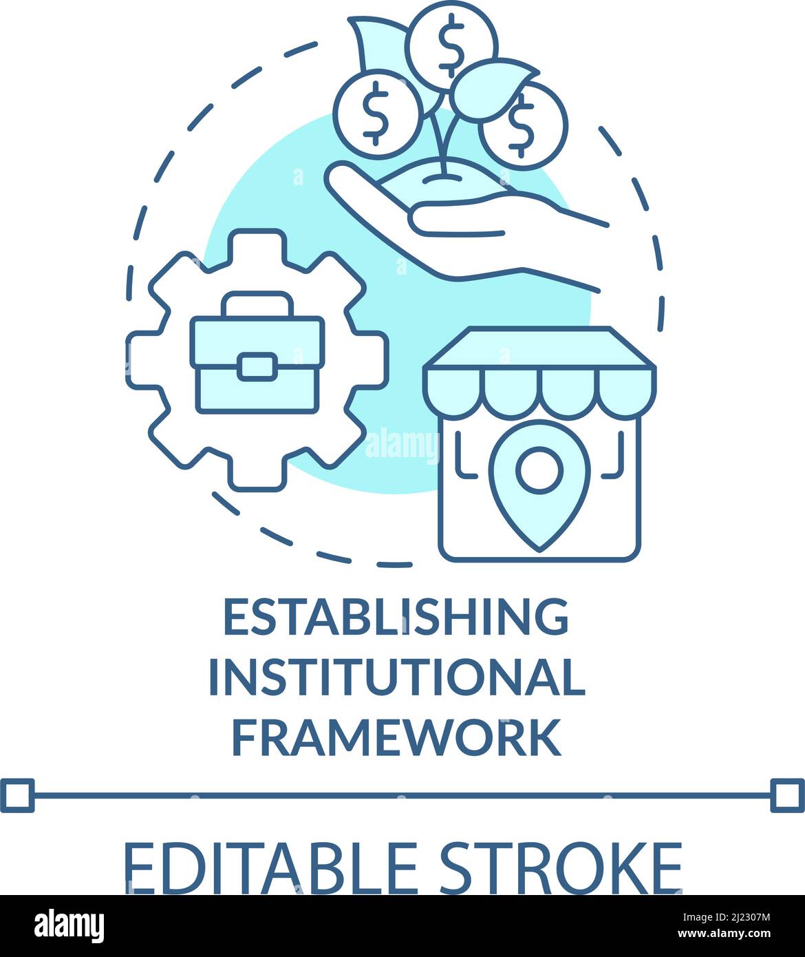 Establishing institutional framework turquoise concept icon Stock ... Establishing institutional framework turquoise concept icon Stock ...