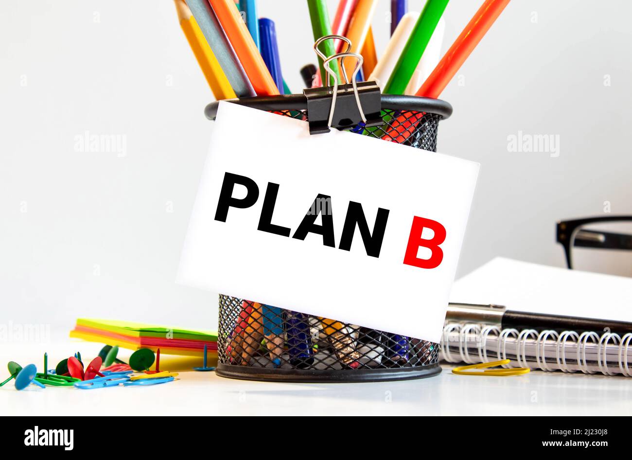 Plan B word on grey background, business concept Stock Photo - Alamy