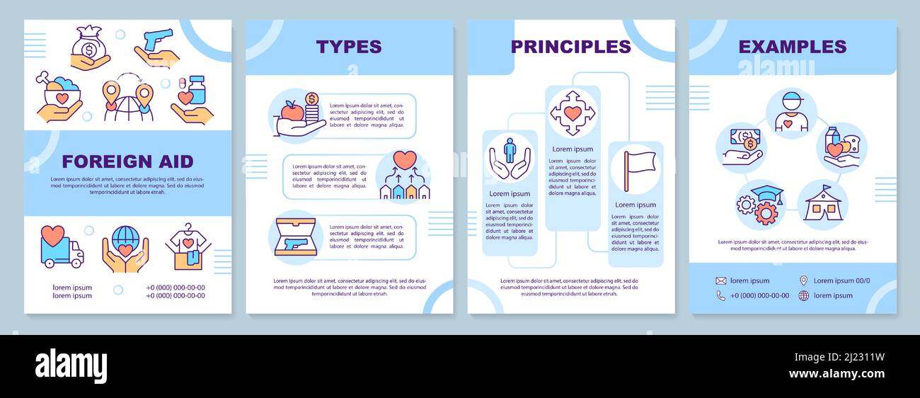 Foreign aid blue brochure template Stock Vector Image & Art - Alamy