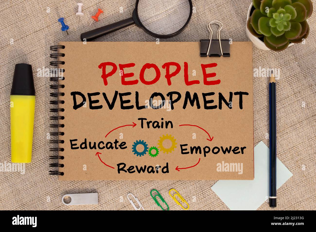 Notepad with text Training and Development. Diagram and white ...