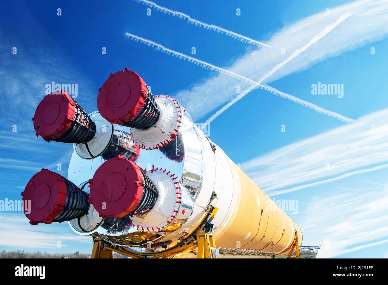 The spacecraft is on its way to the launch pad. Elements of this image ...