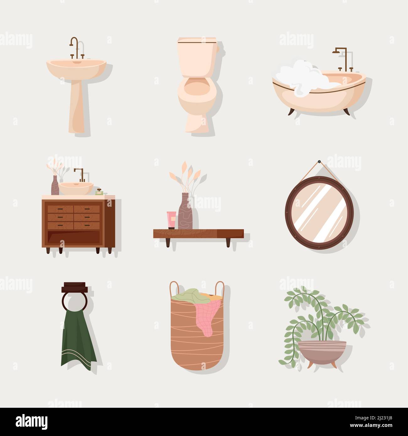 bathroom set icons Stock Vector Image & Art - Alamy