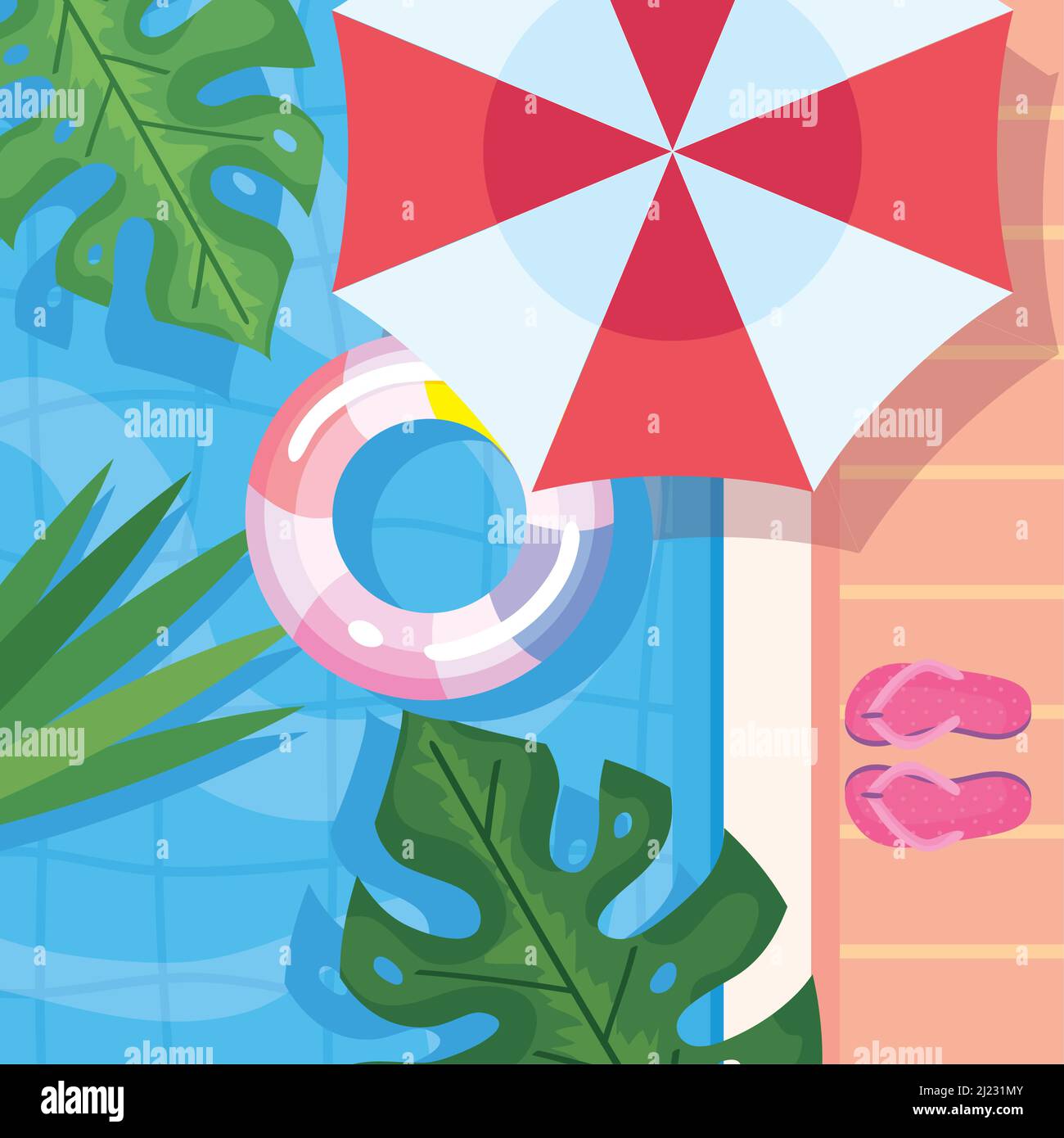 pool with float and umbrella Stock Vector Image & Art - Alamy