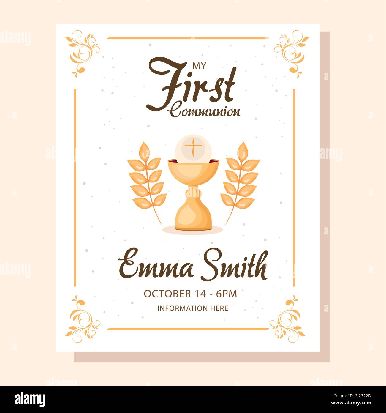 first communion invitation Stock Vector Image & Art - Alamy